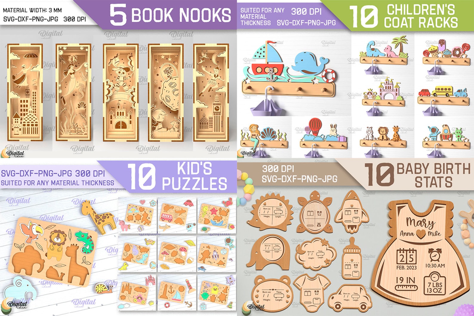 Kids Laser Cut Mega Bundle, 290 Children Lasercut Deisgns, 3D Laser Cut ...