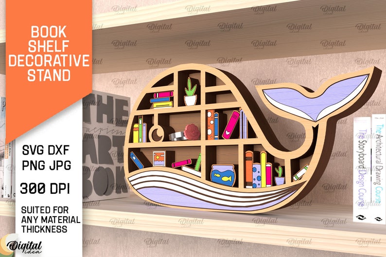 3D Book Shelf Decorative Stand Bundle, Lasercut Decorative Layered ...
