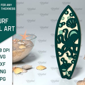 3D Surf Board Signs Bundle, Summer Layered Sign Laser Cut, Tropical SVG ...