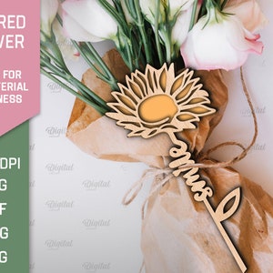 3D Wooden Flowers With Words Bundle, Layered Flower Laser Cut, Mother's ...