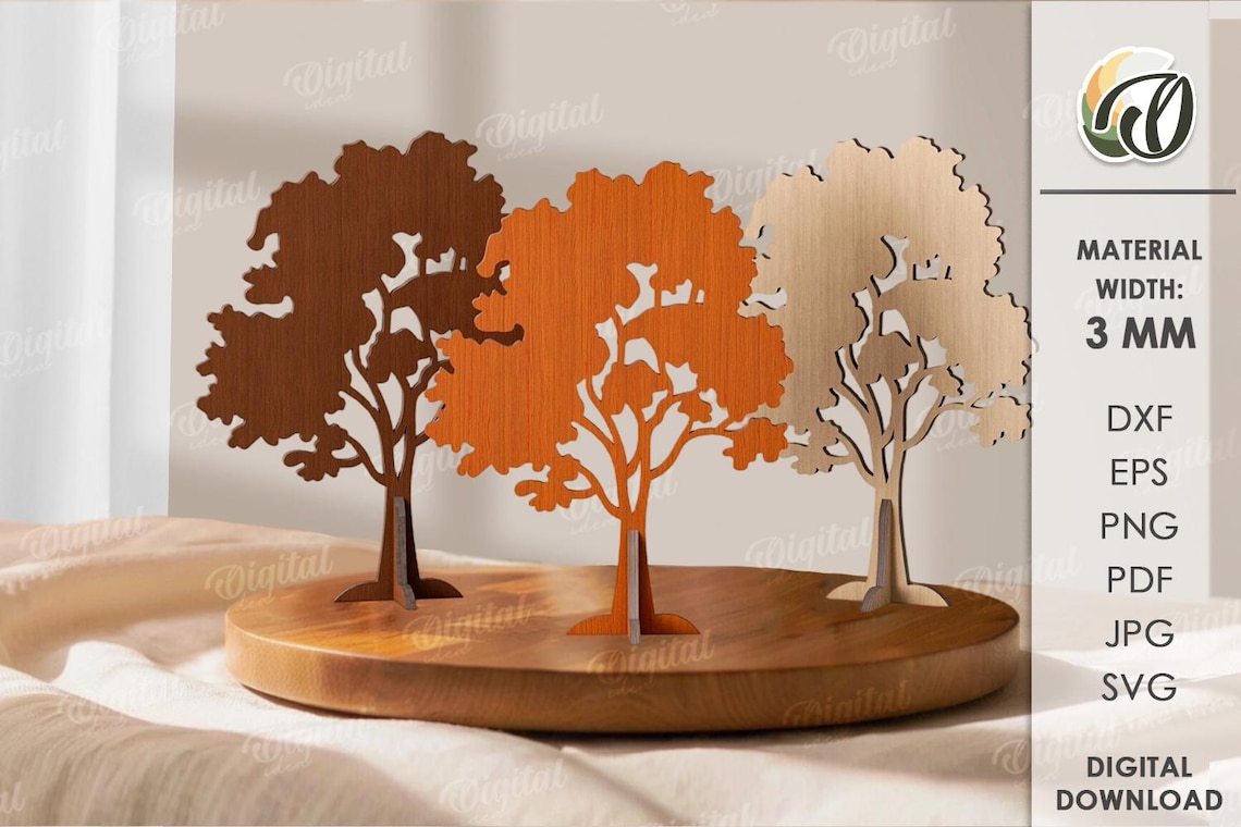 3D Fall Trees Bundle, Freestanding Tree Laser Cut, Autumn Tree Svg ...
