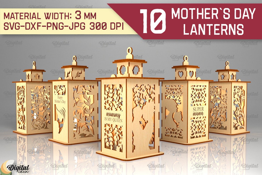 3D Mother's Day Lanterns Bundle, Candle Holder Lasercut, Mom Gift, Tea ...