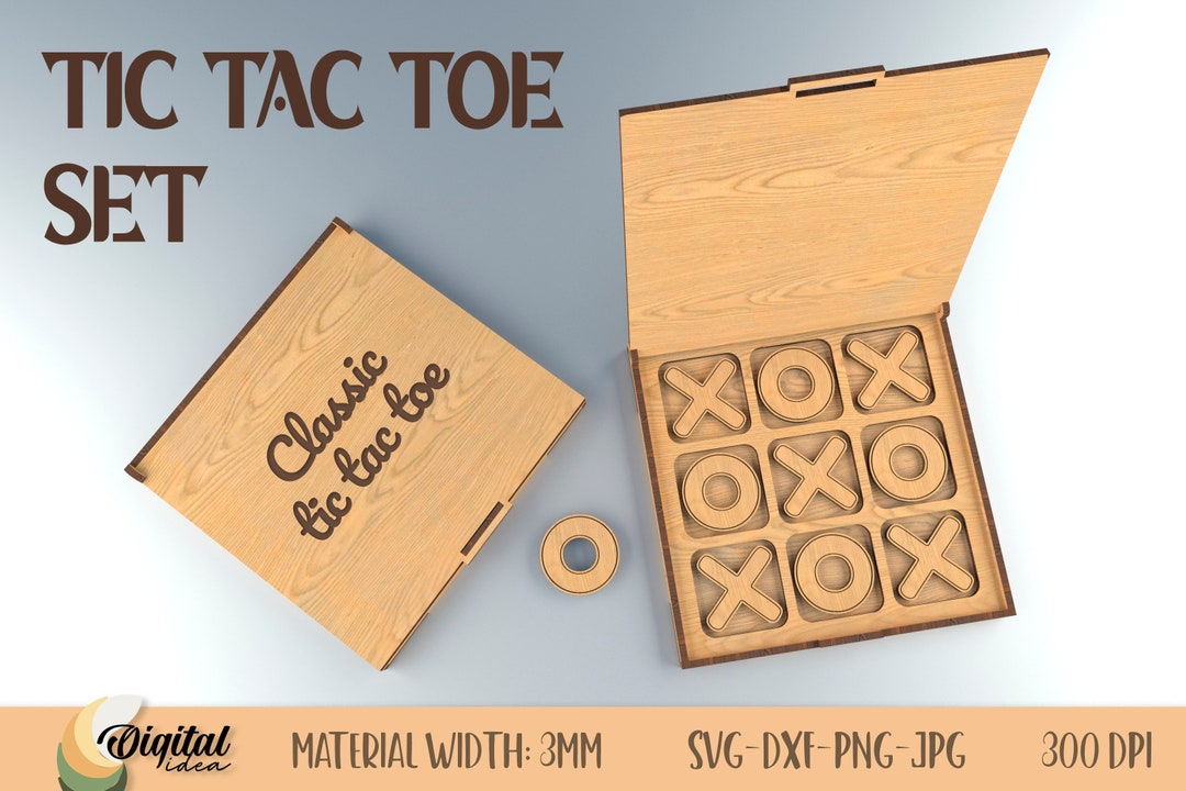Classic Tic Tac Toe Set With a Box, 3D Tic Tac Toe Lasercut, Tic Tac ...