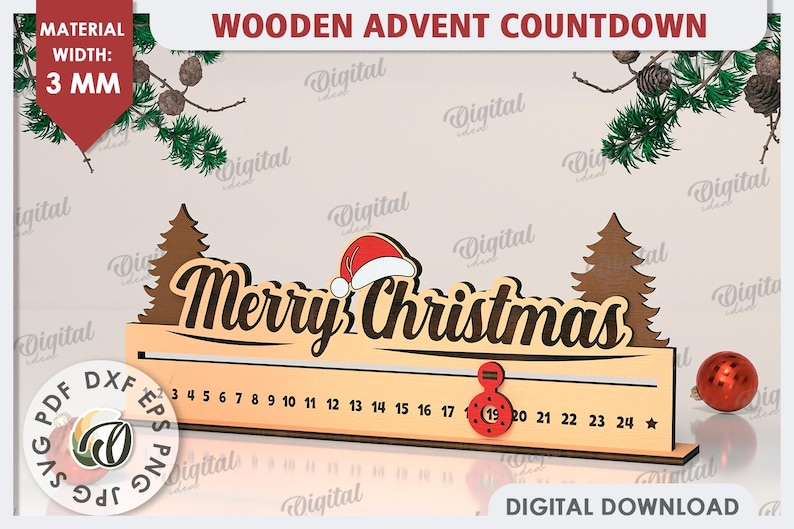 3D Christmas Advent Countdowns Bundle, Days Until Xmas Calendar Laser ...