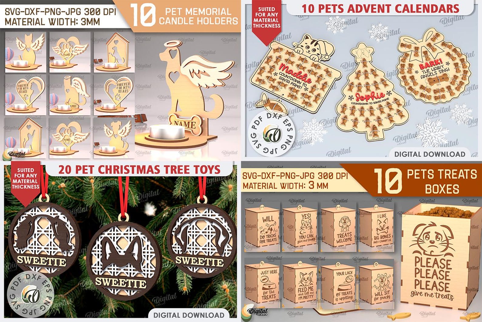 3D Pets Laser Cut Mega Bundle, 224 Pet Lasercut Designs, Pet Memorial ...