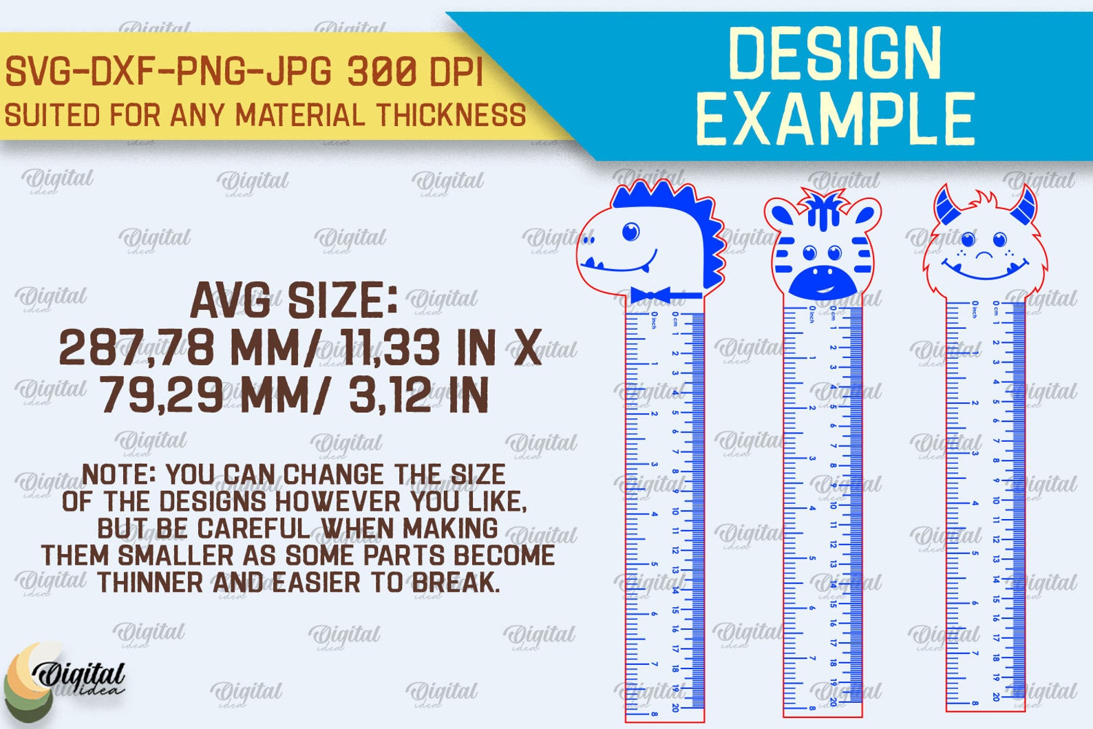 Kids Rulers Bundle, Wooden Childrens Ruler Laser Cut, Inches and ...