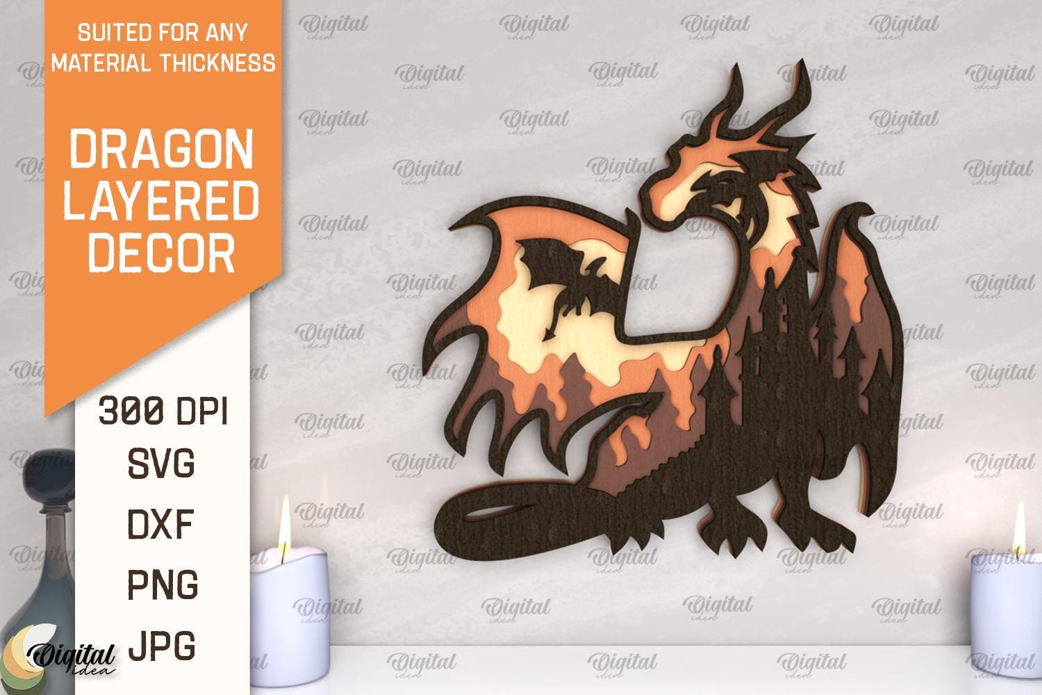 Dragon Layered Decors Bundle, 3D Dragons Wall Decor Laser Cut, Dragon ...