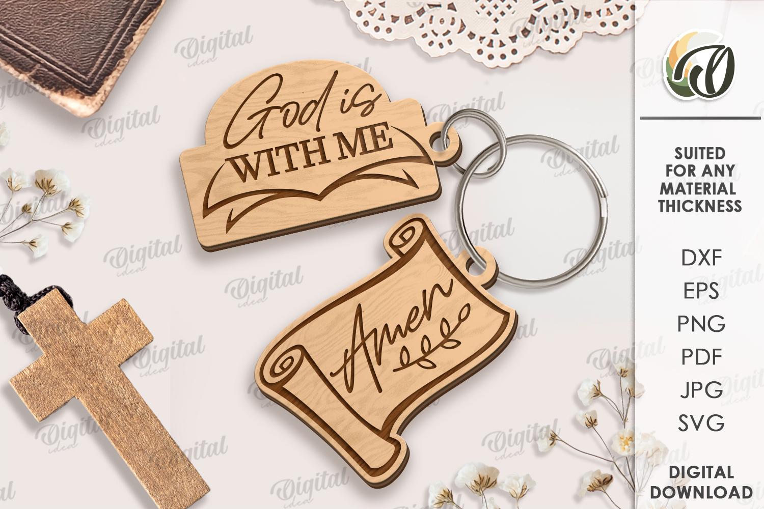 Religious Keychains Bundle, Christian Keychain Laser Cut, Wooden Key ...