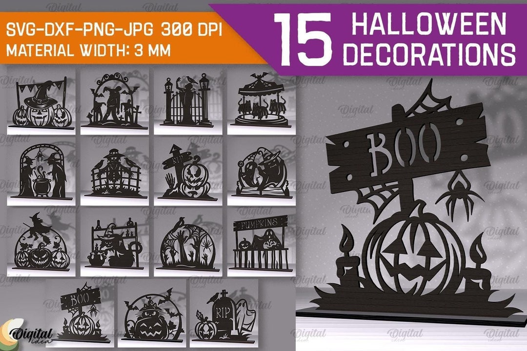 3D Halloween Decorations Bundle, Halloween Stands Laser Cut, Scary ...