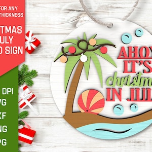 Christmas in July Signs Bundle, Round Sign Laser Cut, Summer Wooden ...
