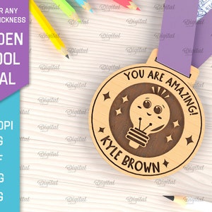 Wooden School Medals Bundle, Custom Kids Medals Laser Cut, Cute School ...