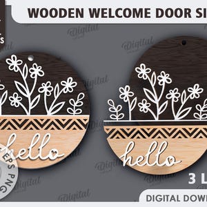 3D Wooden Welcome Door Sign Bundle, Home Hanging Sign Laser Cut, Home ...