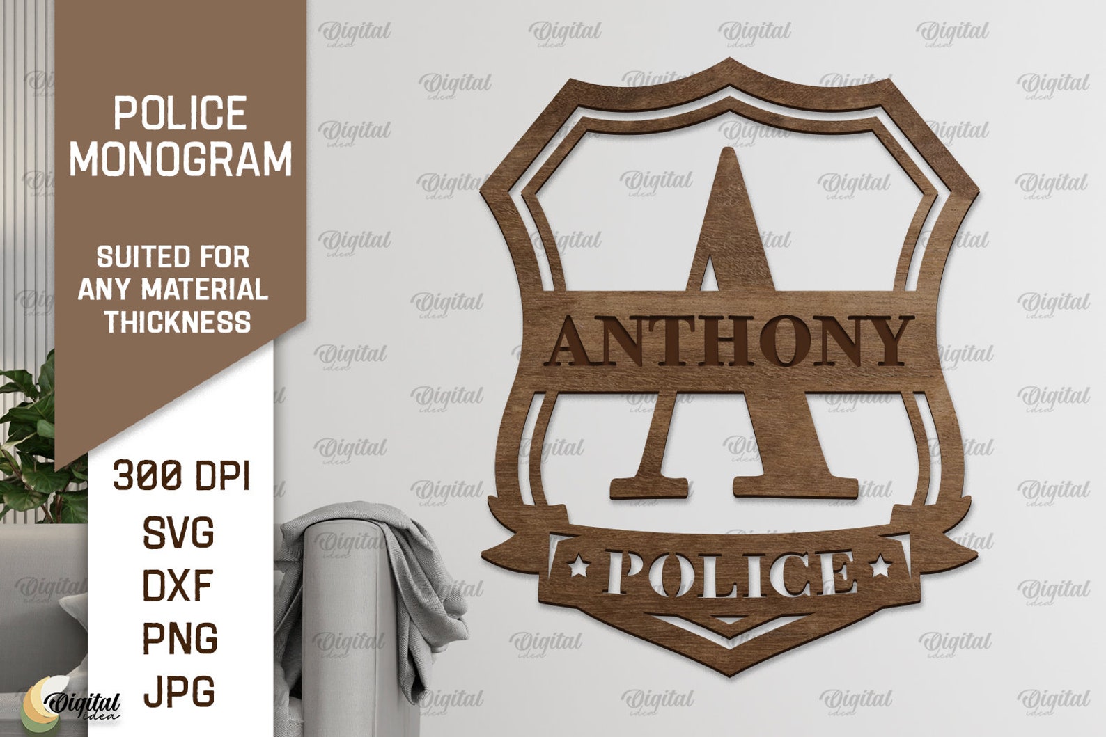 Police Monogram Alphabet Bundle, Police Badge Laser Cut, Personalized ...