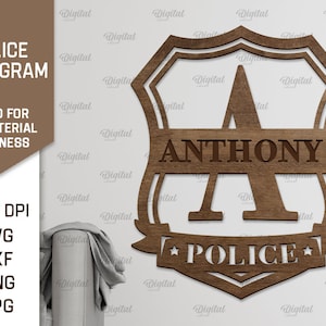 Police Monogram Alphabet Bundle, Police Badge Laser Cut, Personalized ...