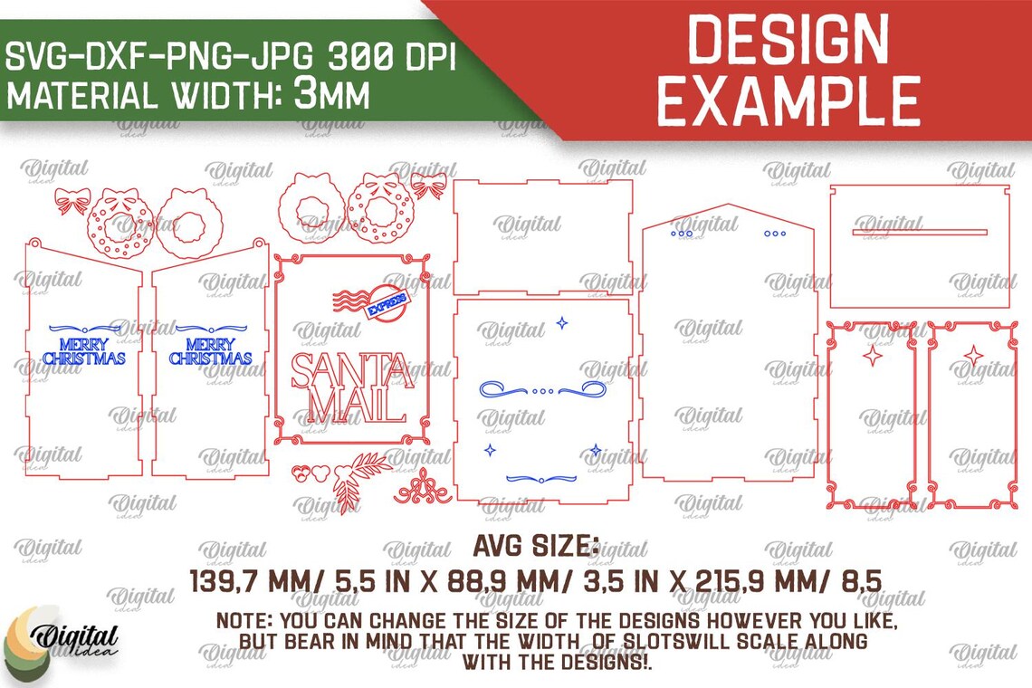 3D Santa Mailbox, 3D Xmas Mail Laser Cut, Christmas Letter Box SVG ...