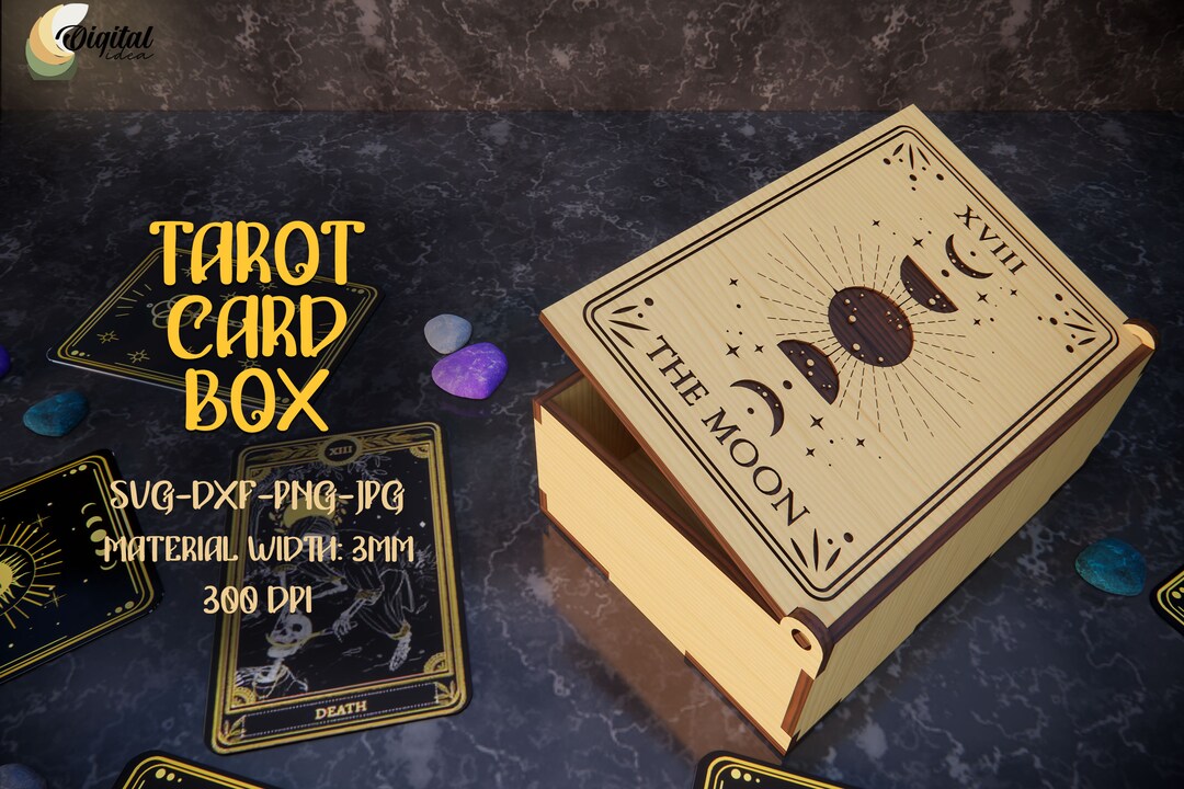Tarot 3D Lasercut SVG, Tarot Card Deck Box, Moon Phases SVG, 3D Tarot ...
