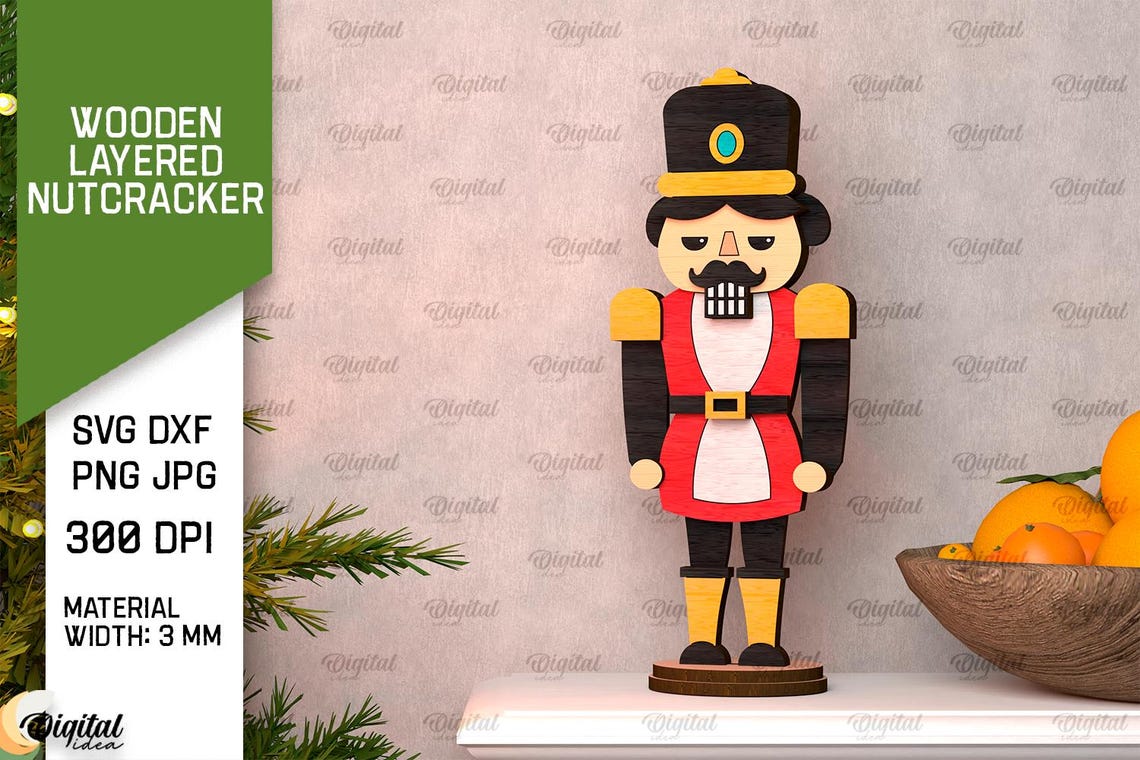 3D Wooden Layered Nutcrackers Bundle, Nutcracker Standing Decor Laser ...