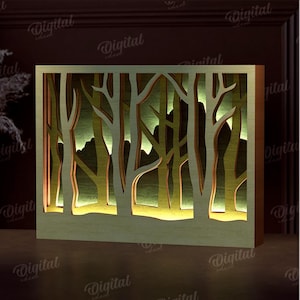 3D Light up Wall Decors Bundle, Nature Scene Lightbox Laser Cut, Shelf ...