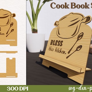 Cook Book Lasercut Stands Bundle, Kitchen Bundle, 3D Cookbook Stand ...