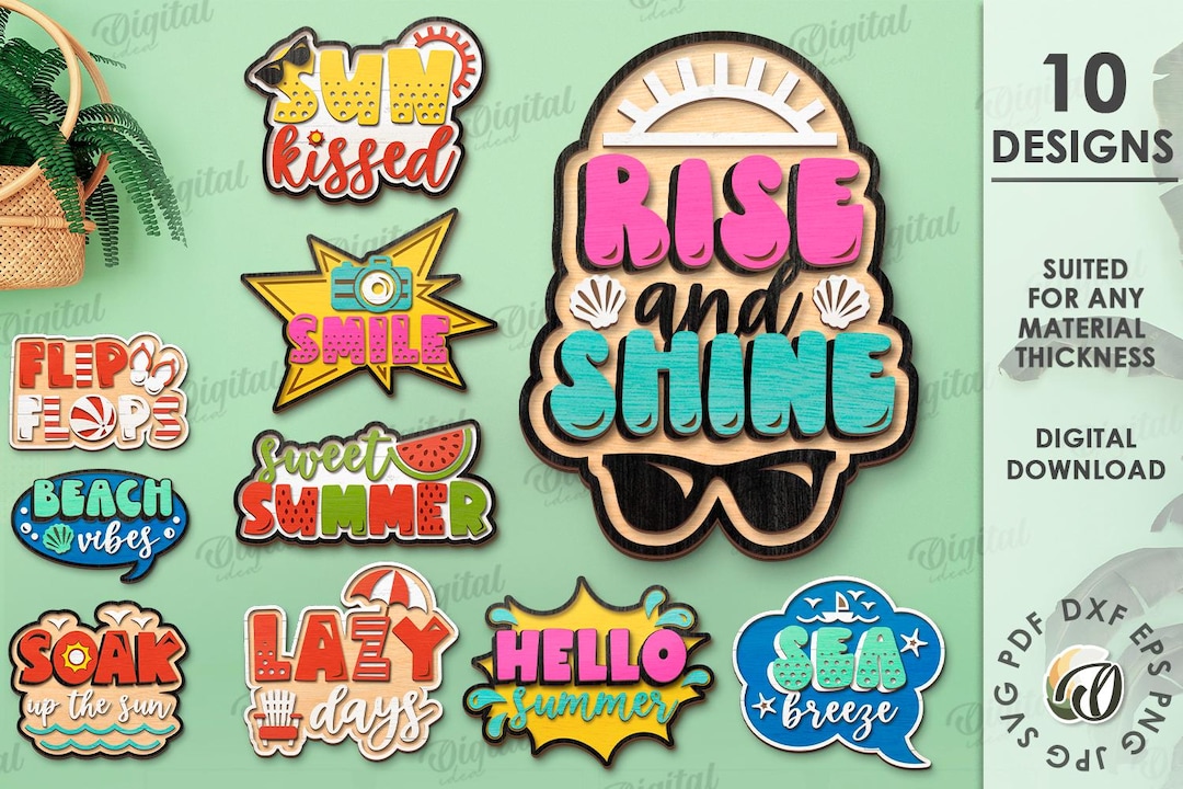 3D Summer Signs Bundle, Retro Layered Sign Laser Cut, Welcome Sign ...