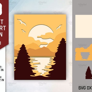 3D Sunset Wall Art Bundle, Wall Signs Lasercut, Wall Art Paper Cut ...