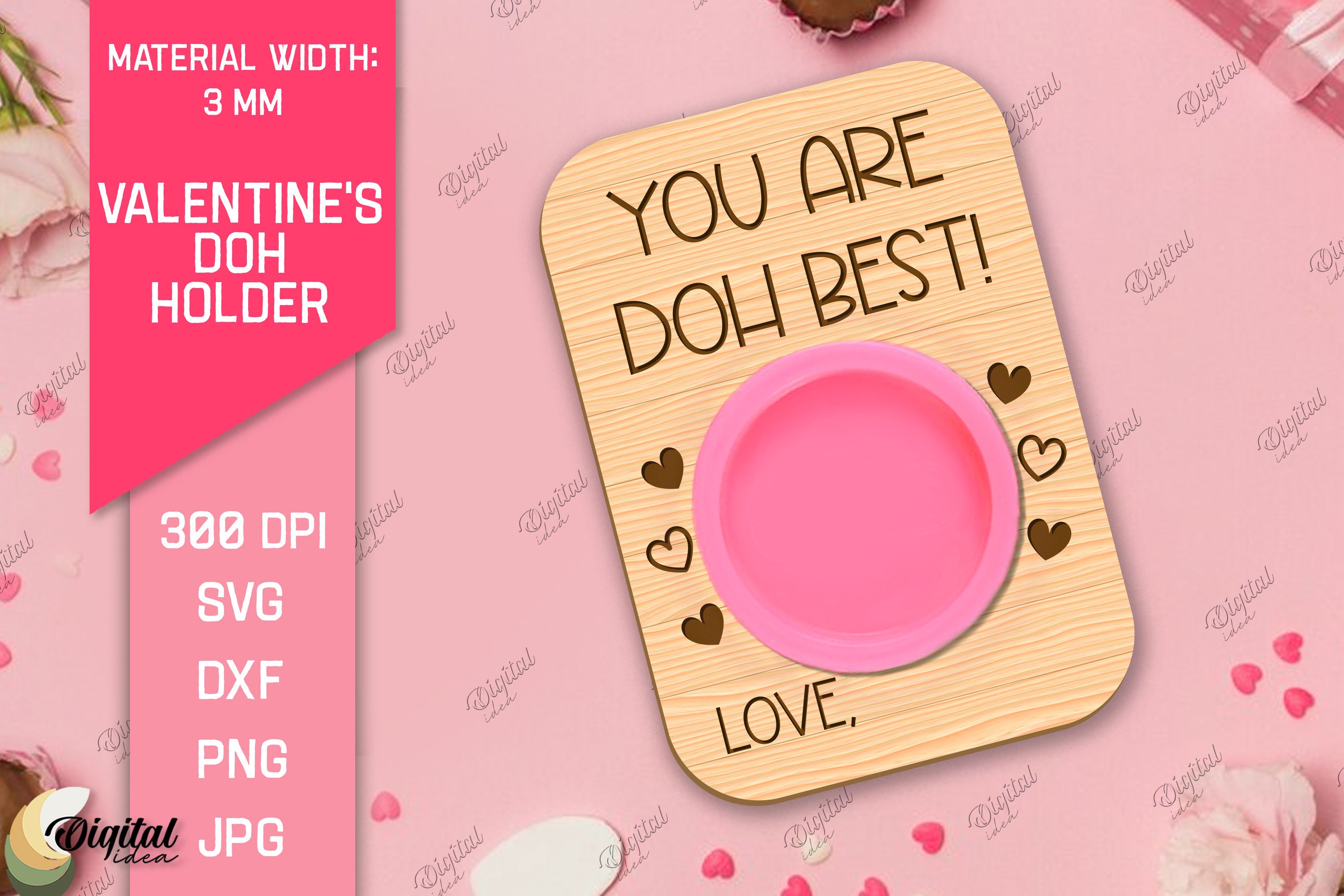 Valentine's Day Play Doh Holders Bundle, Playdoh Holder Laser Cut, Kids ...