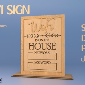 Wifi Sign Lasercut, 3D Wifi Password Tabletop Stand, Personalized Wifi ...