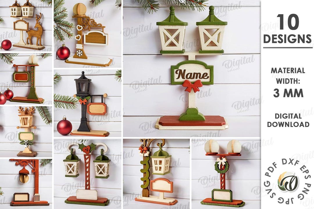 3D Street Lamp Name Place Stands Bundle, Street Light Table Name Decor ...