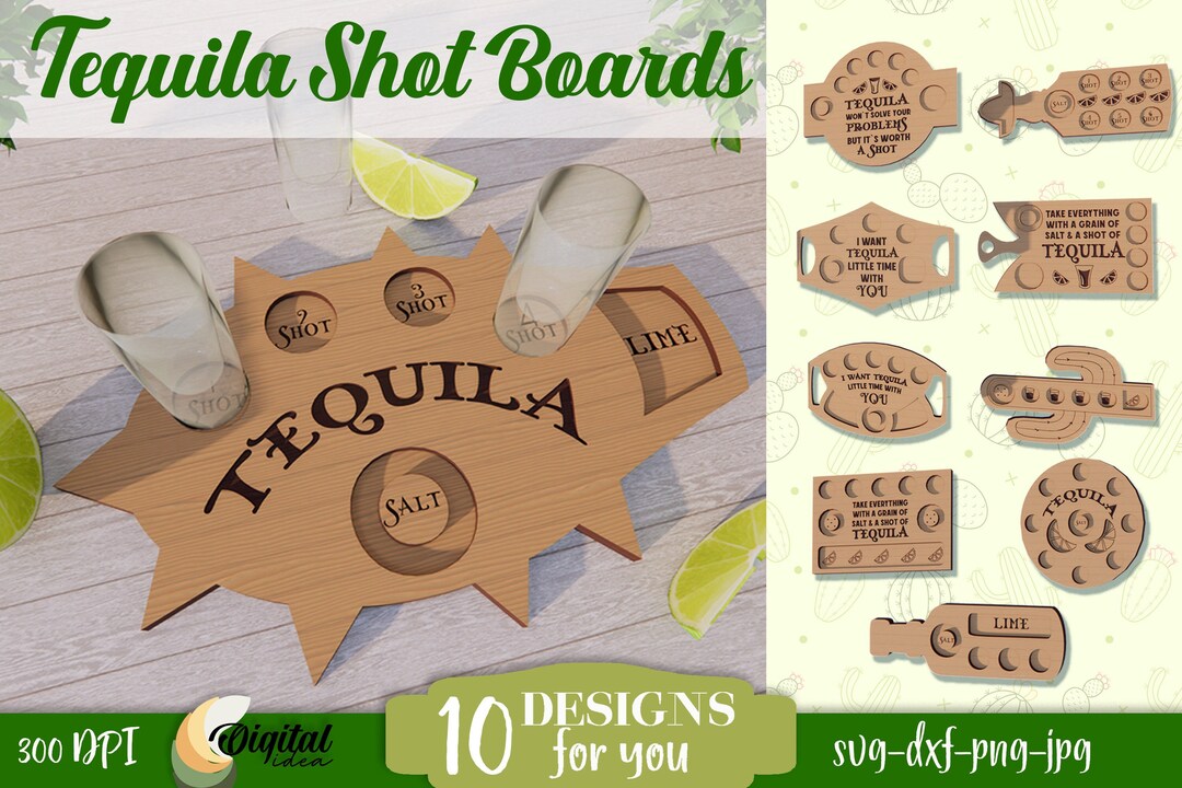 Tequila Shot Boards Bundle, 3D Tequila Trays Lasercut, Tequila Flight ...