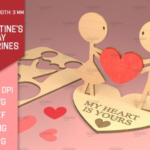 Valentine's Day Figurines Laser Cut Bundle, 3D Puzzle Card ...