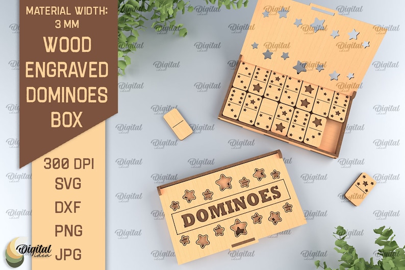 Dominoes Lasercut SVG Bundle, 3D Domino Box Set Laser Cut, Box and ...