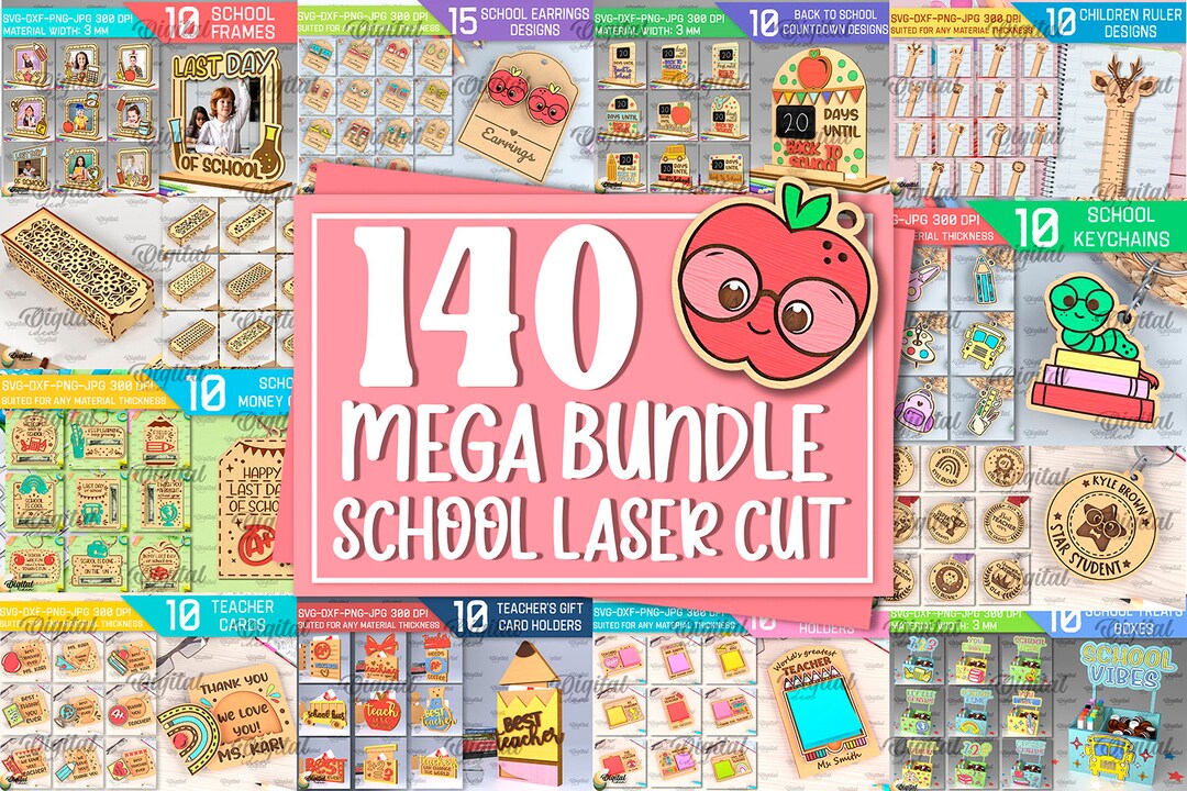 School Laser Cut Mega Bundle, 140 School Lasercut Designs, 3D Laser Cut ...