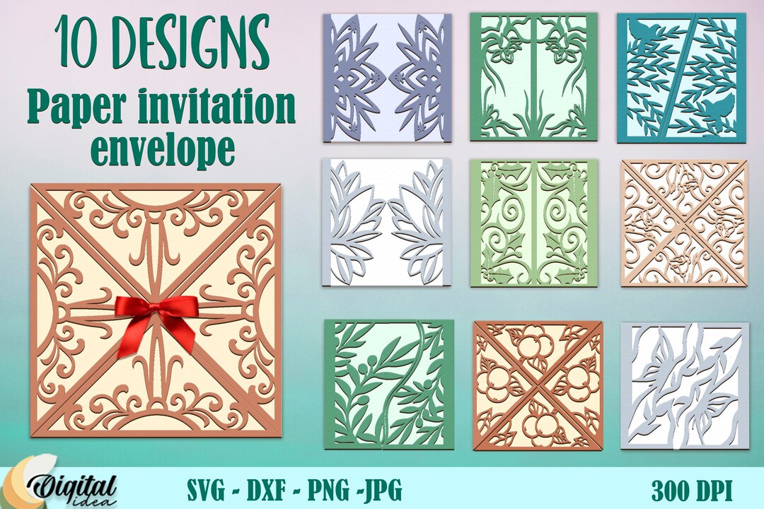 Papercut Invitation Envelopes Bundle, Wedding Envelopes, Paper ...