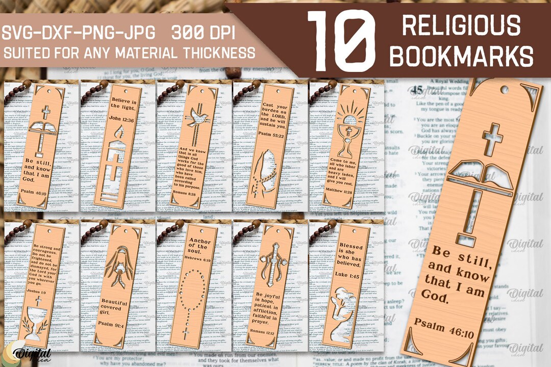 Wooden Religious Bookmarks Bundle, Christian Engraved Bookmark Laser ...