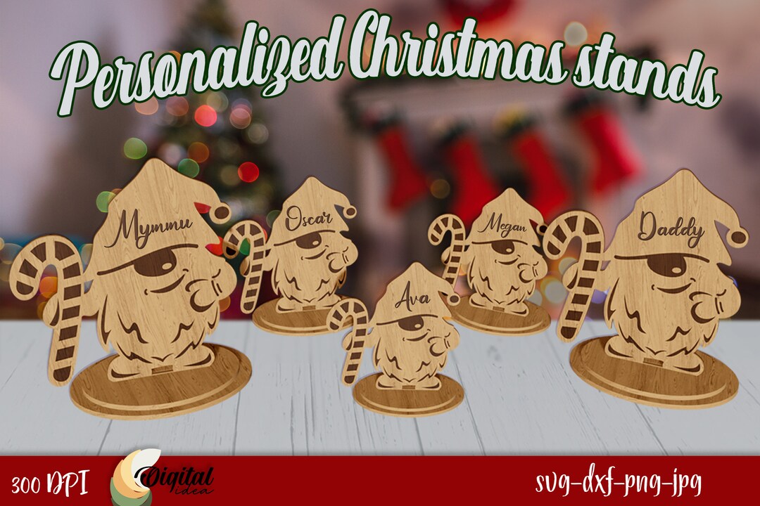 Gnomes Family Stand, Personalized Christmas Stand Laser Cut, Christmas ...