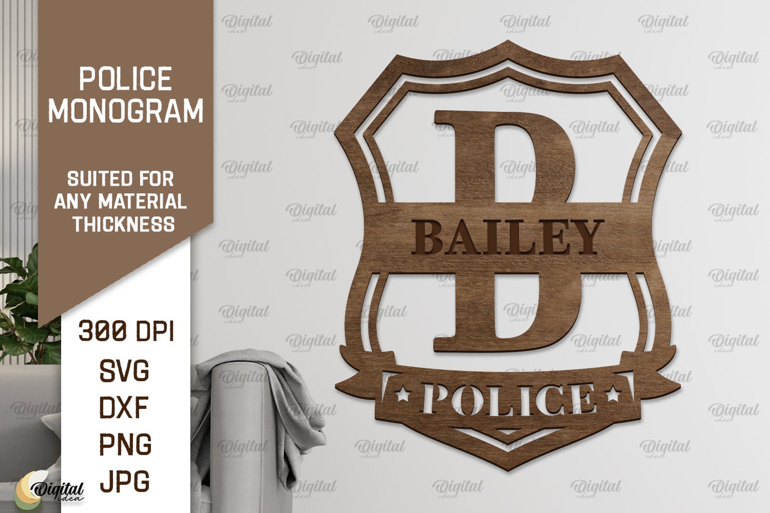 Police Monogram Alphabet Bundle, Police Badge Laser Cut, Personalized ...