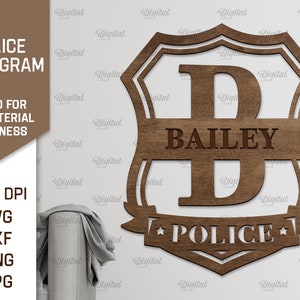 Police Monogram Alphabet Bundle, Police Badge Laser Cut, Personalized ...