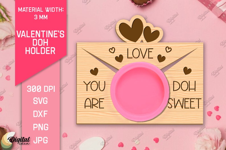 Valentine's Day Play Doh Holders Bundle, Playdoh Holder Laser Cut, Kids ...