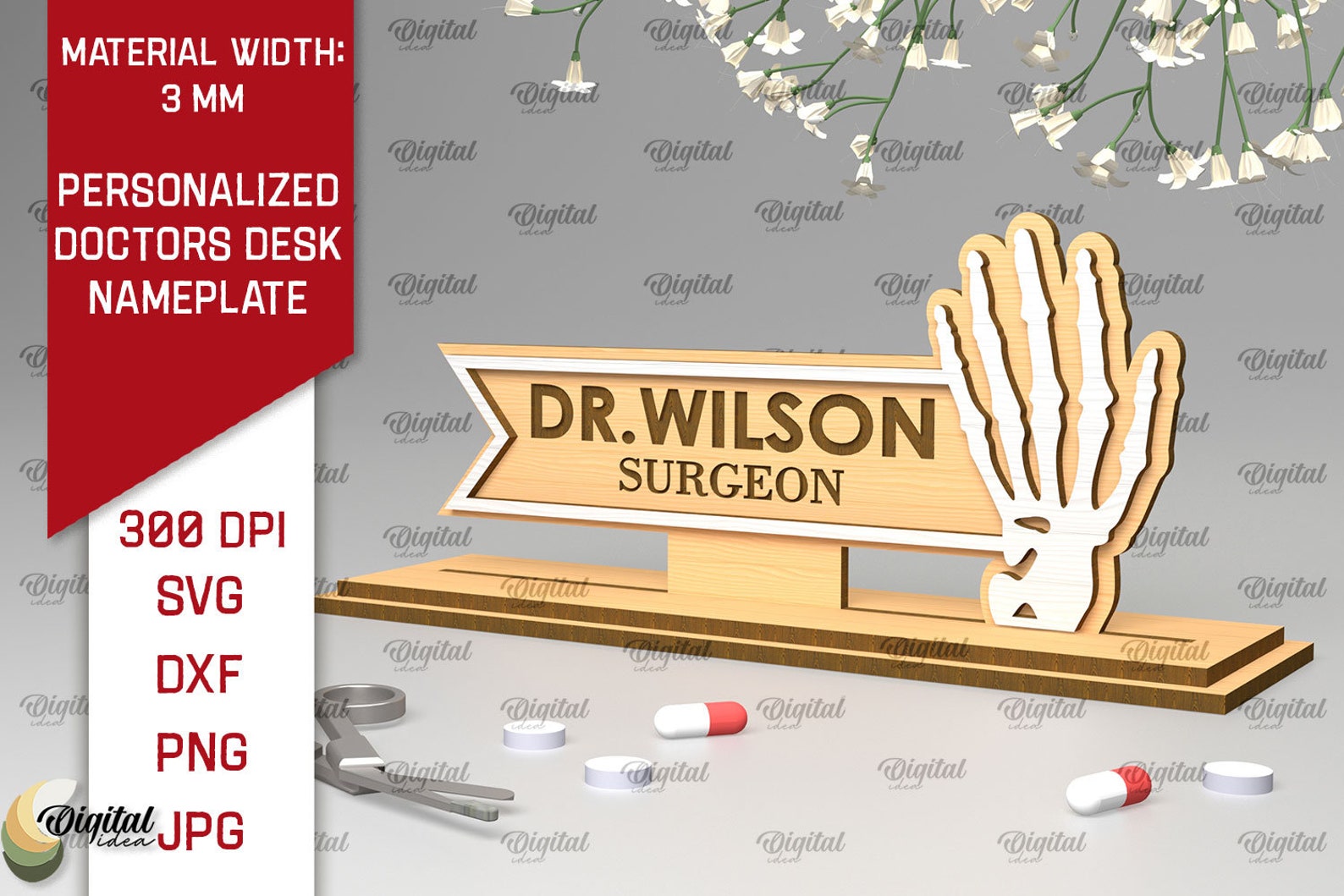 3D Doctor Desk Nameplates Bundle, Personalized Name Plate Laser Cut ...