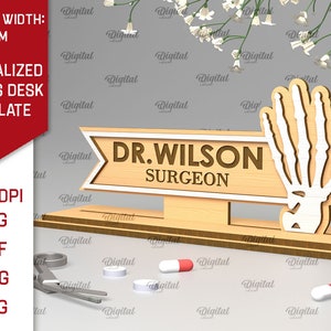 3D Doctor Desk Nameplates Bundle, Personalized Name Plate Laser Cut ...