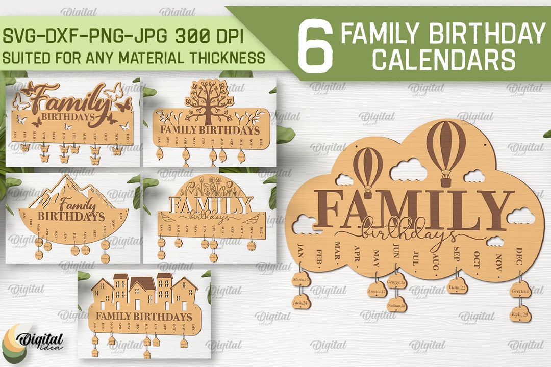 3D Family Birthday Sign Bundle, Hanging Family Bday Calendar Svg, Home ...