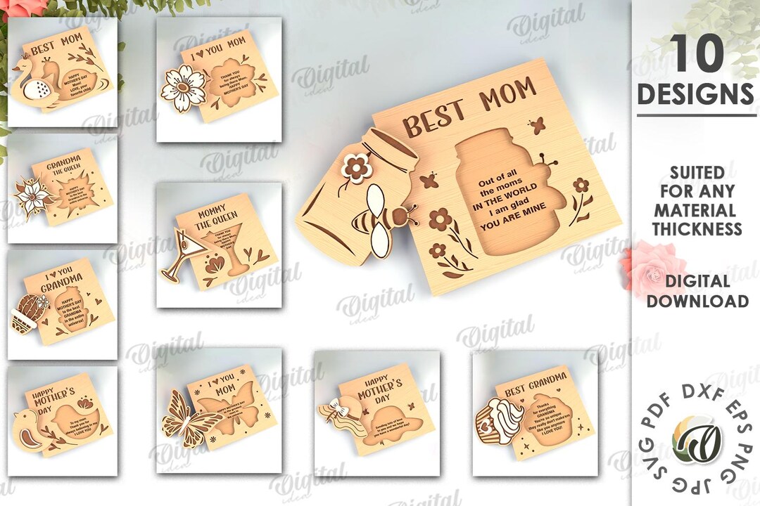 3D Mother's Day Card Bundle, Greeting Card Lasercut, Happy Mother's Day ...