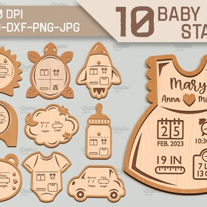 Custom Baby Birth Stats Laser Cut Bundle, 3D Layered Newborn Chart, New ...