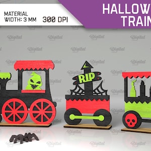 3D Halloween Trains Bundle, Wooden Halloween Train Laser Cut, Spooky ...