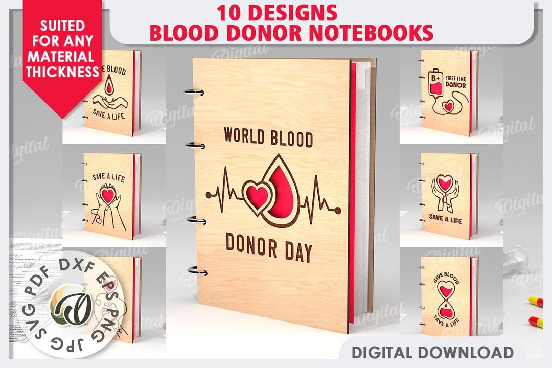 3D Blood Donor Notebook Covers Bundle, Notebook A5 Binder Laser Cut ...