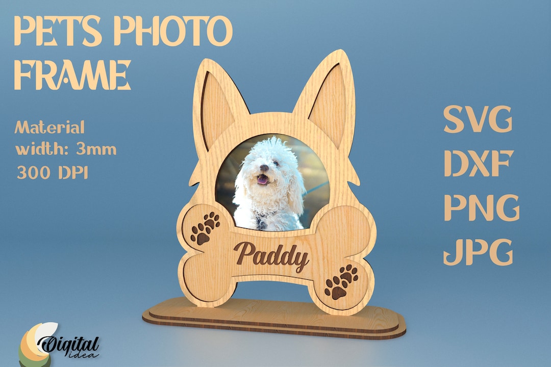 3D Custom Dog Frame, Pet Picture Frame Laser Cut, Dog Ears Svg ...