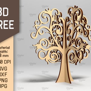 3D Trees Laser Cut Bundle, Freestanding Trees, Tree With Hearts Svg ...