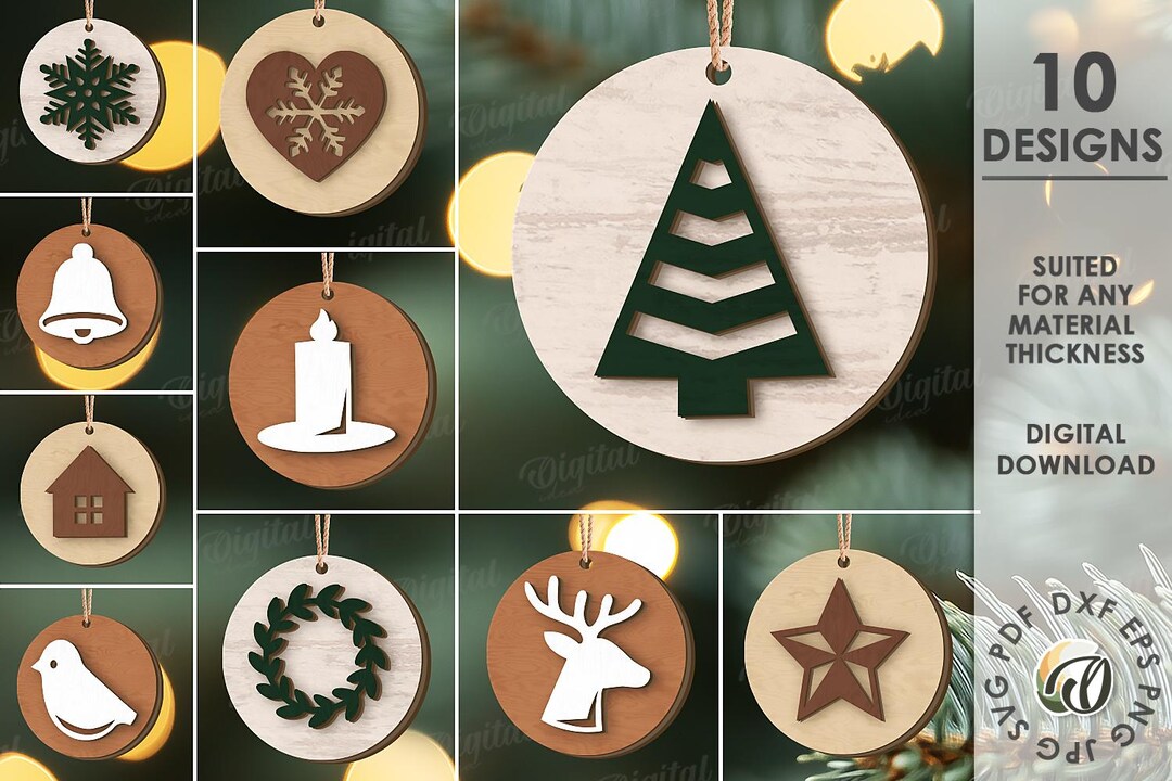 3D Christmas Tree Ornaments Bundle, Layered Ornament Laser Cut ...