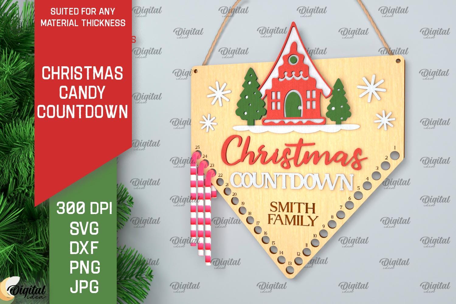 3D Christmas Candy Cane Countdowns Bundle, Days Until Xmas Countdown ...