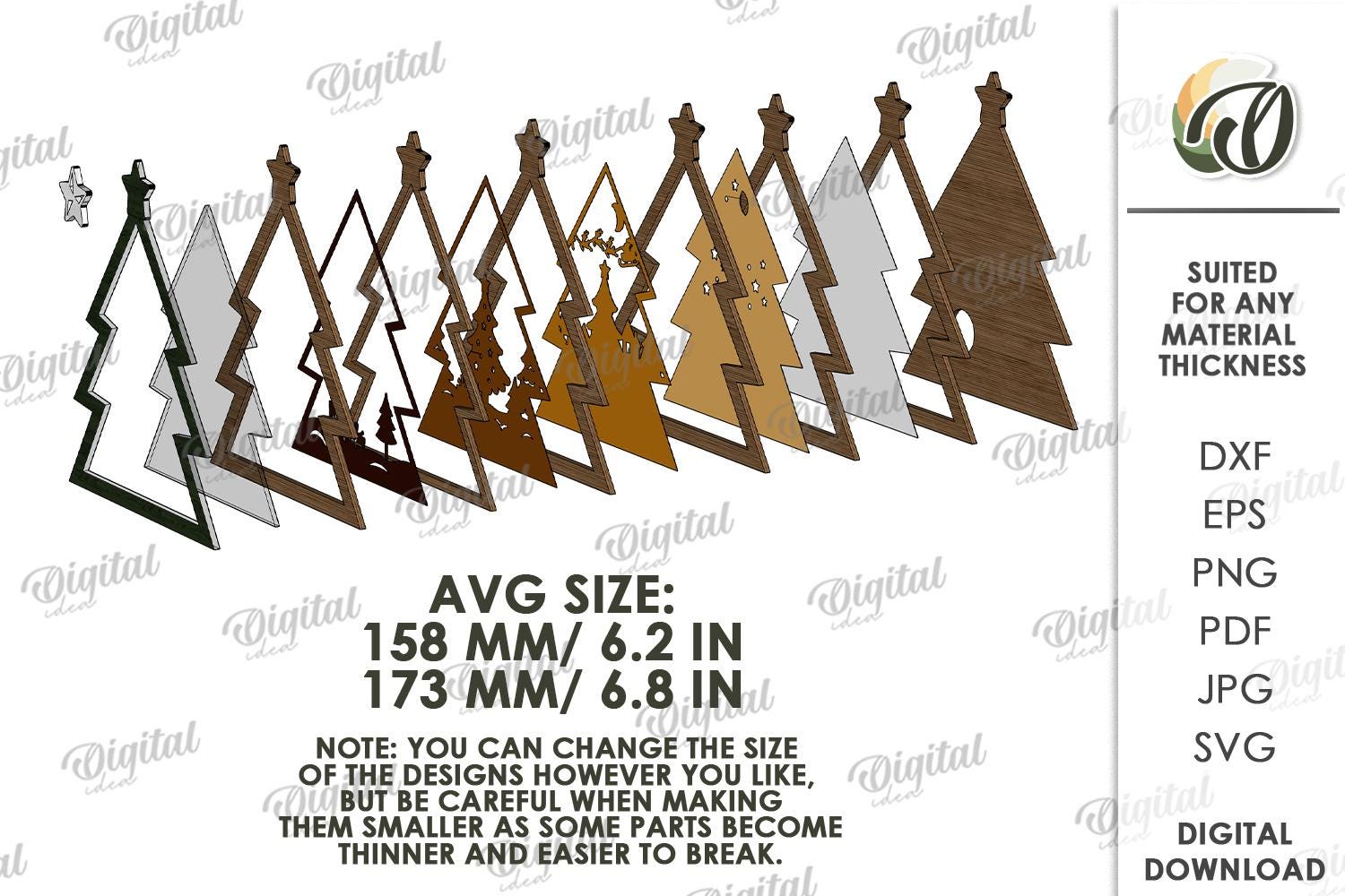 3D Christmas Light Boxes Bundle, Shadow Box Laser Cut, Xmas Scene Svg ...